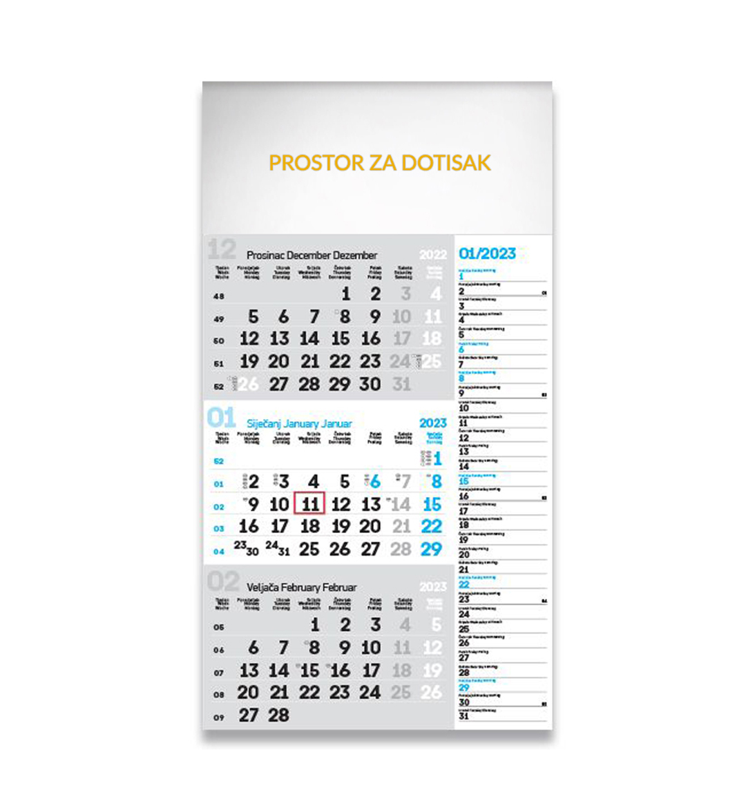 Trodjelni kalendari - poslovni kalendari, tromjesečni kalendari ...